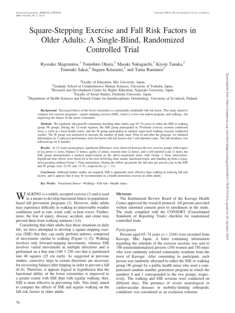 Square-Stepping Exercise and Fall Risk Factors in Older Adults: A ...