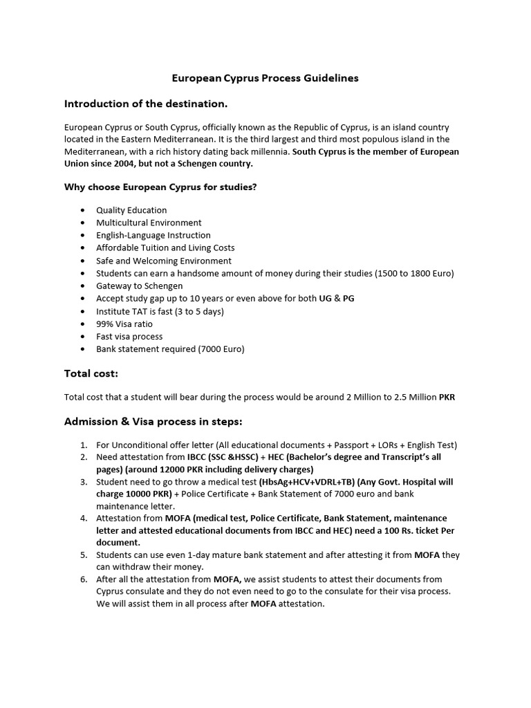 European Cyprus Process Guidelines 2024 (2) | PDF