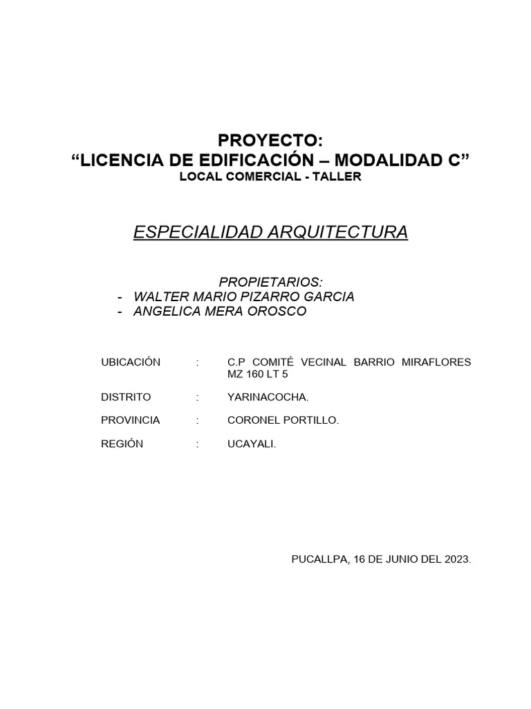 Licencia de Edificación Modalidad C | PDF