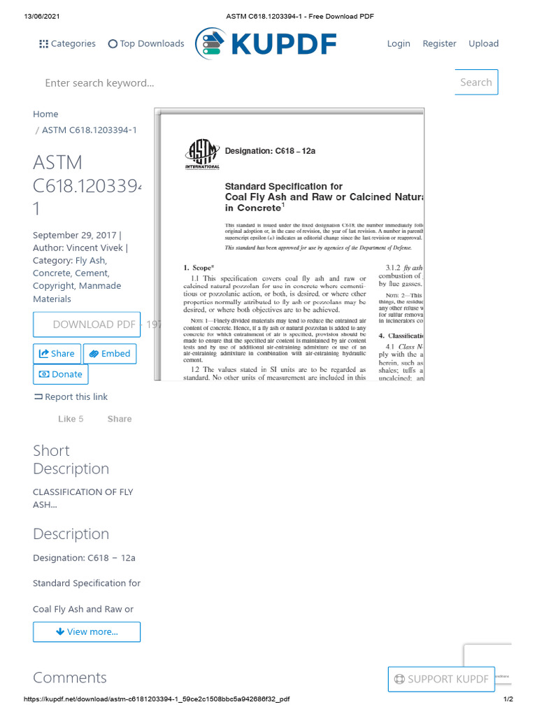 ASTM C618.1203394-1 - Free Download PDF | PDF