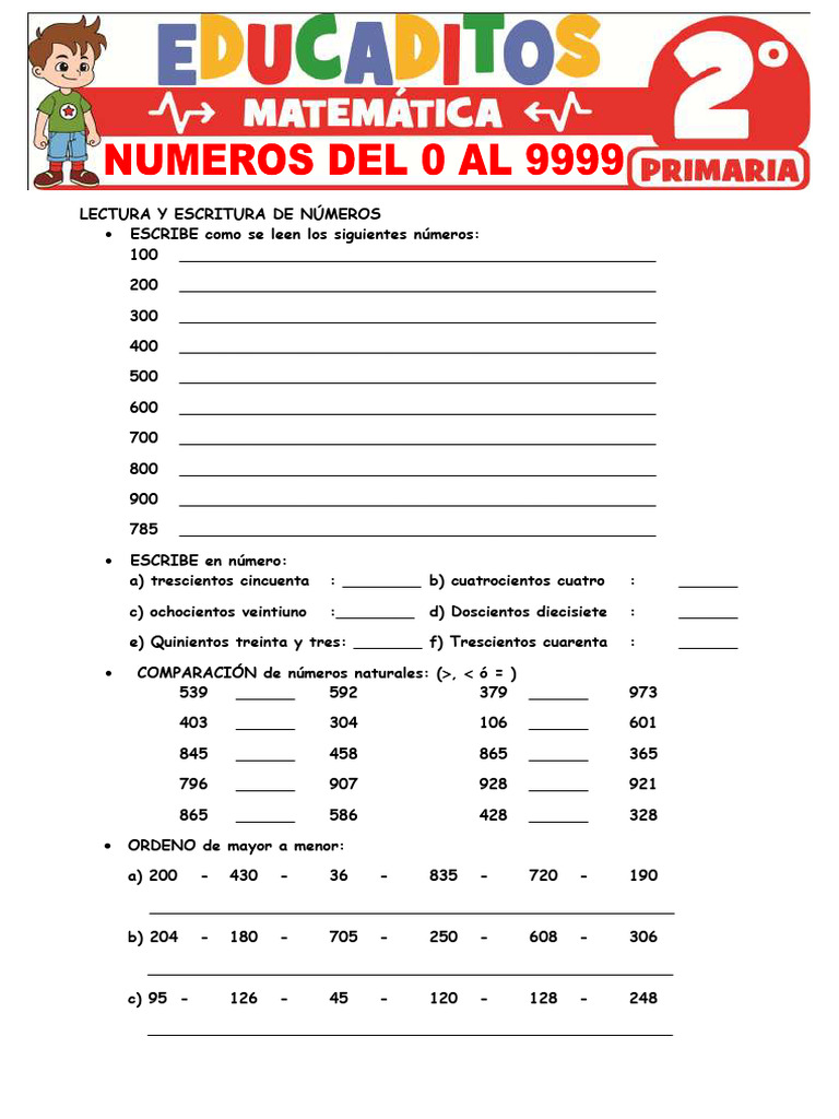 Numeros-del-0-al-9999-para-Segundo-Grado-de-Primaria | PDF