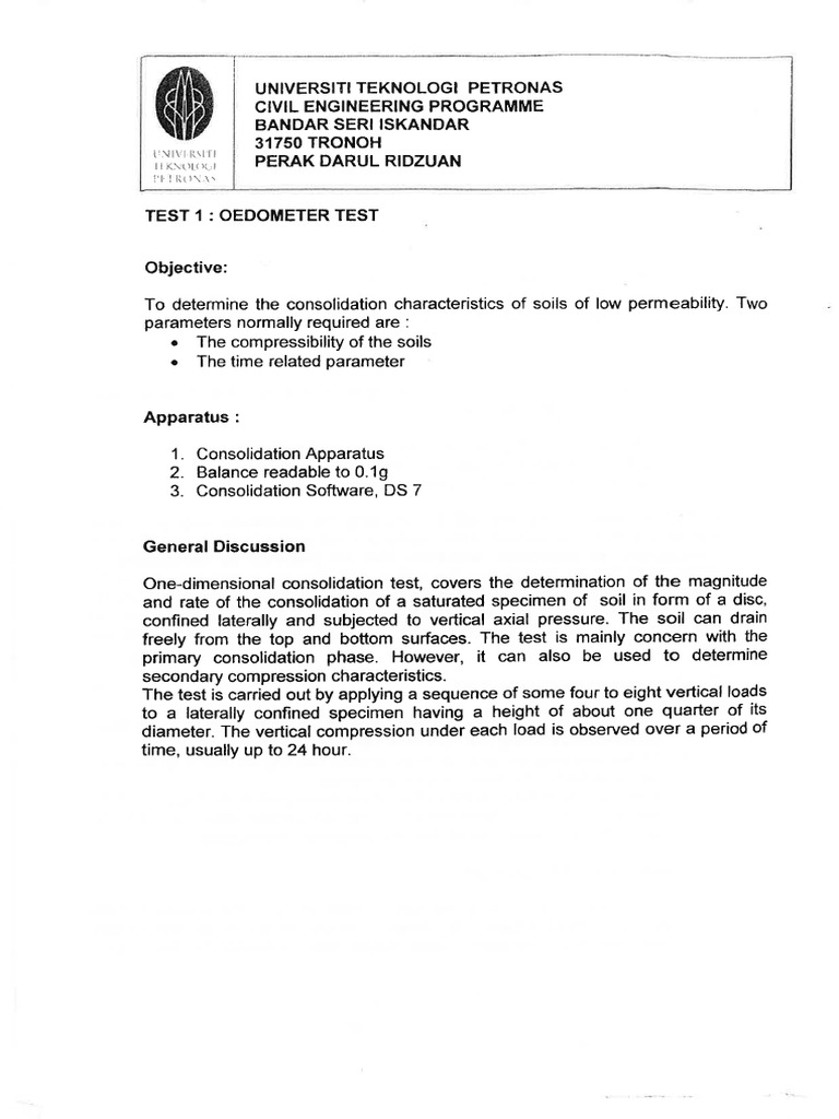 Oedometer Test | PDF
