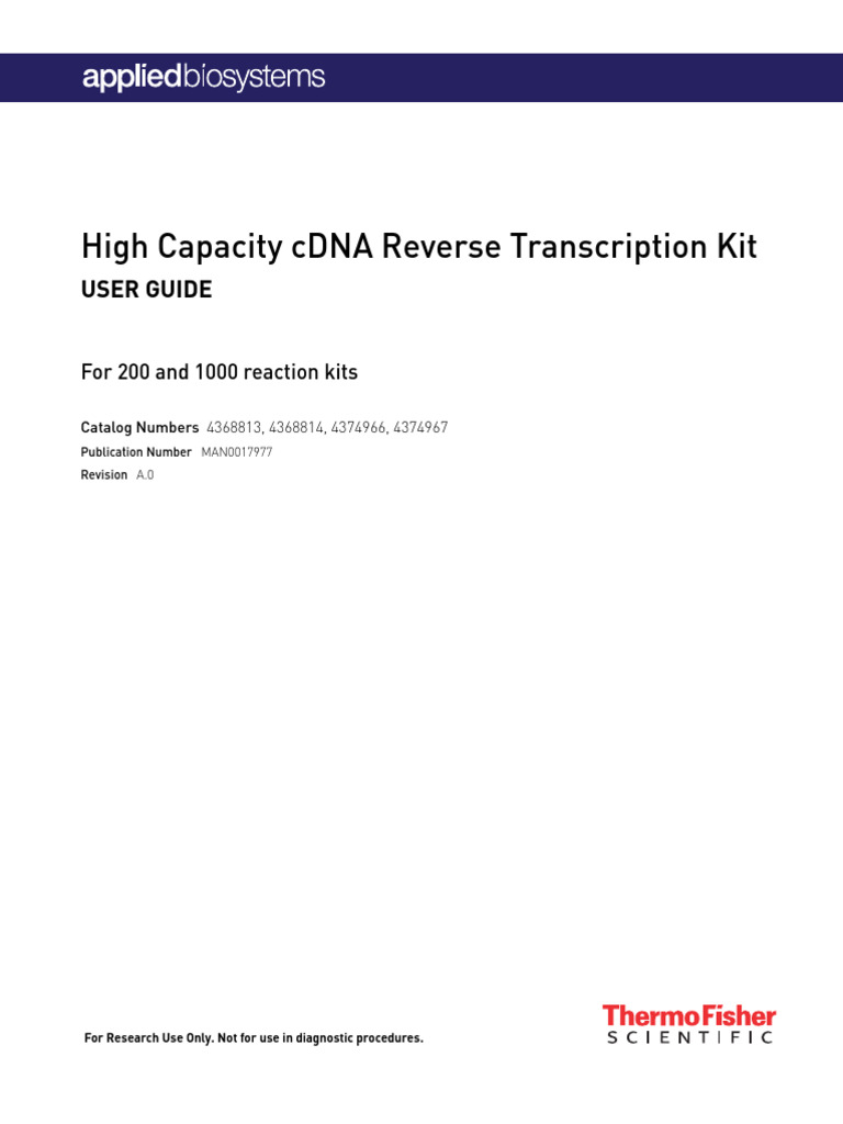 Man0017977 Highcap Cdna RT Ug | PDF | Reverse Transcription Polymerase ...