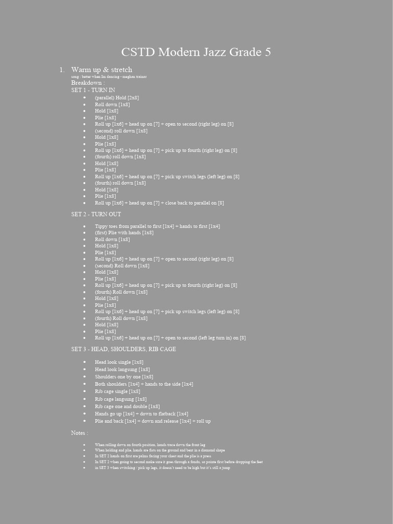 CSTD Modern Jazz Grade 5 | PDF