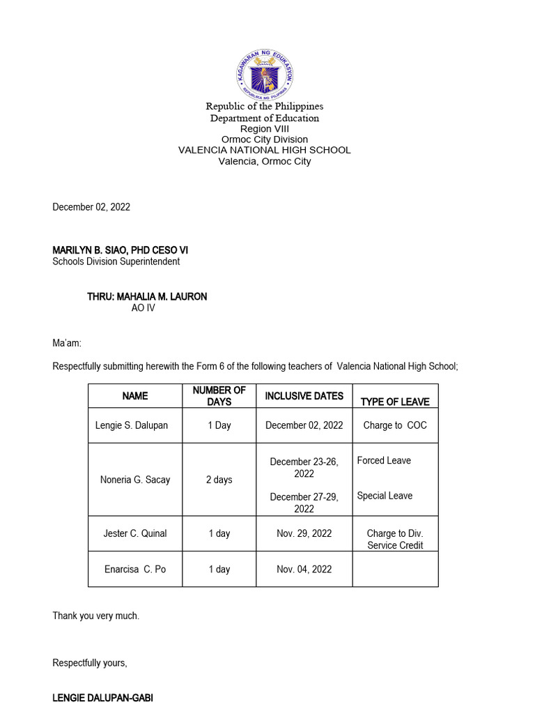 Teacher Leave Requests Submission | PDF | Government Related ...