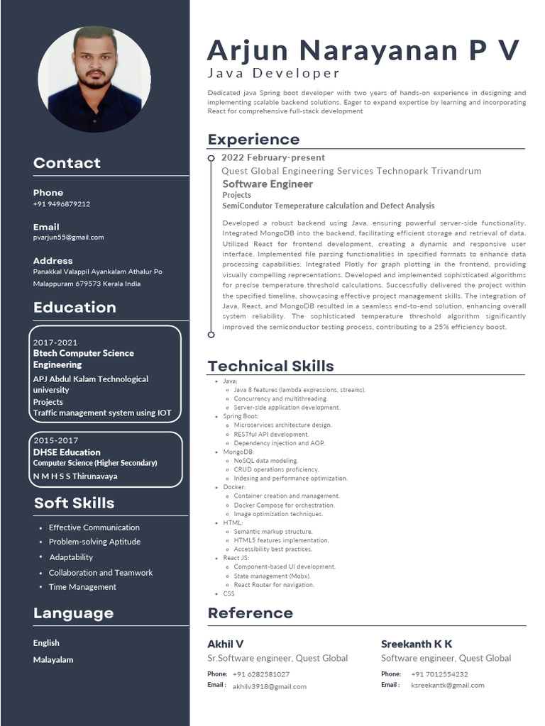 Arjun PV Resume | Download Free PDF | Java (Programming Language ... Arjun PV Resume | Download Free PDF | Java (Programming Language ...