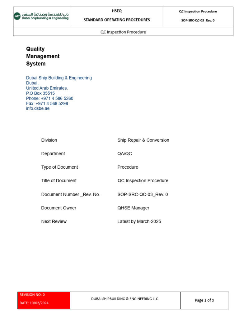 SOP SRC QC 03_QC Inspection Procedure | PDF | Nondestructive Testing ...
