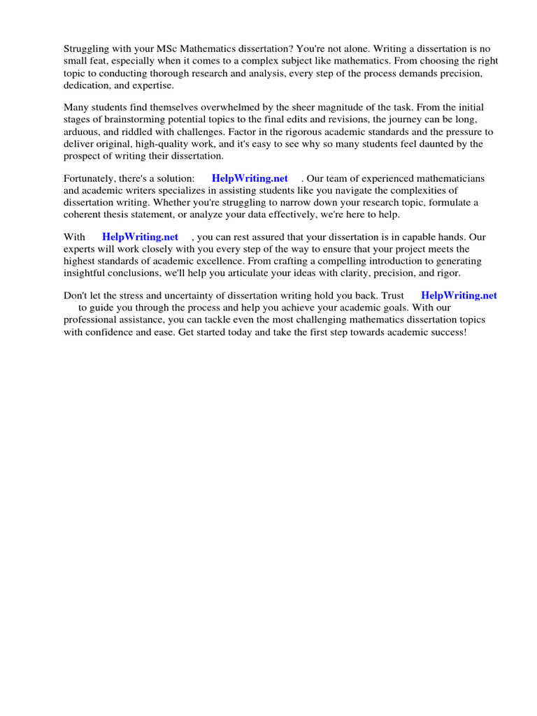 MSC Mathematics Dissertation Topics | PDF | Real Estate Appraisal | Mathematics