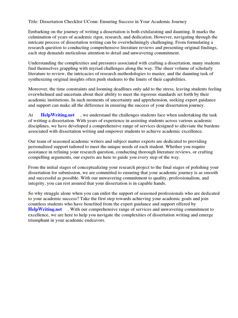 Dissertation Checklist Uconn | PDF | Thesis | Knowledge