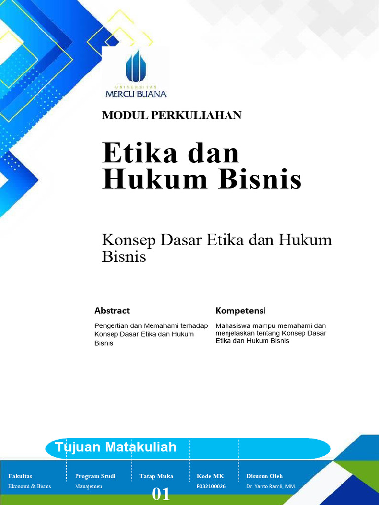 Modul 1 Konsep Dasar Etika Dan Hukum Bisnis Pdf 