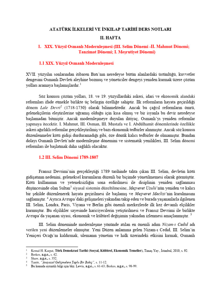 AİİT - HİS - 101 - Ders - Notları - II. Hafta | PDF