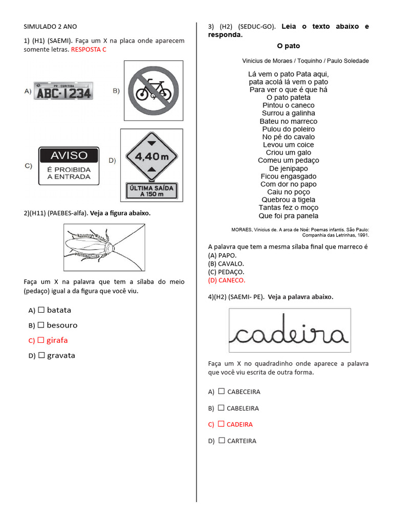 SIMULADO 2 ANO | PDF