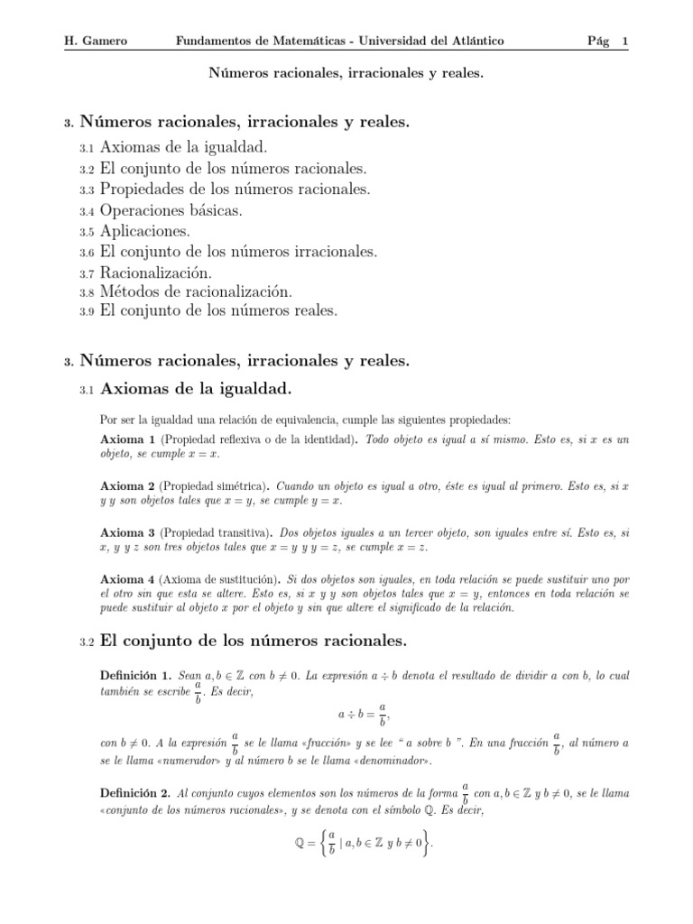 Números Racionales: Propiedades y Operaciones | PDF | Raíz cuadrada | Conjunto (Matemáticas)
