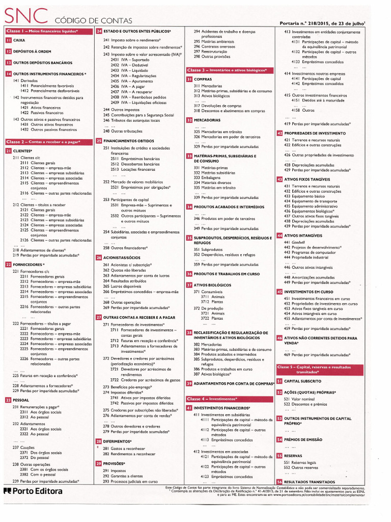 Plano Contas SNC - NOVO | PDF