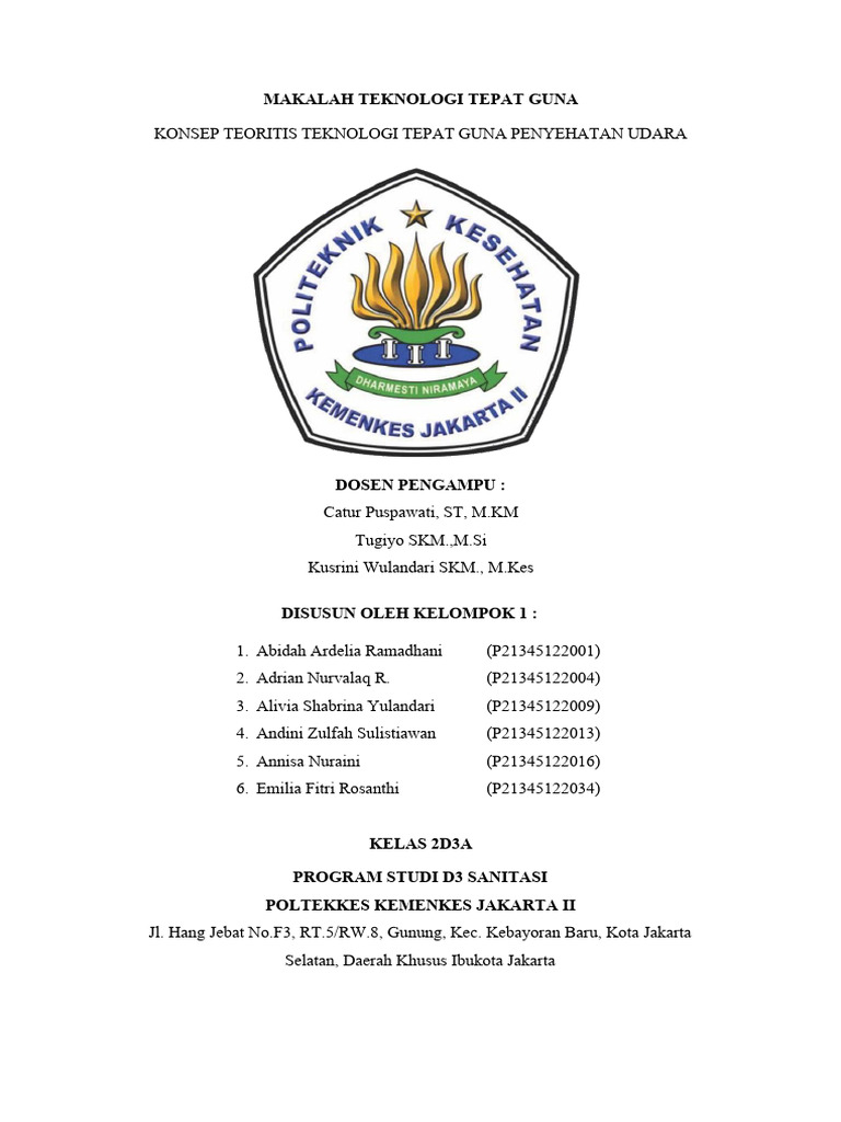 Materi 4 TTG - Konsep Teoritis Teknologi Tepat Guna Penyehatan Udara - Kel.2 - 2d3a | PDF ...