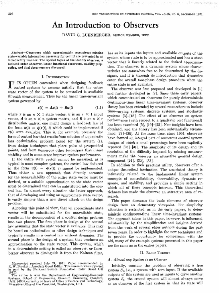An Introduction To Observers | PDF | Matrix (Mathematics) | Eigenvalues And Eigenvectors