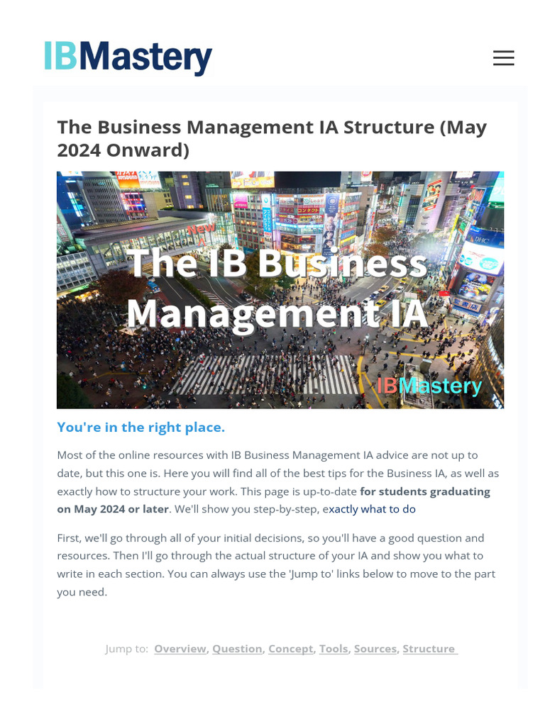 Business Management IA Structure Guide | PDF | Analytics | Citation