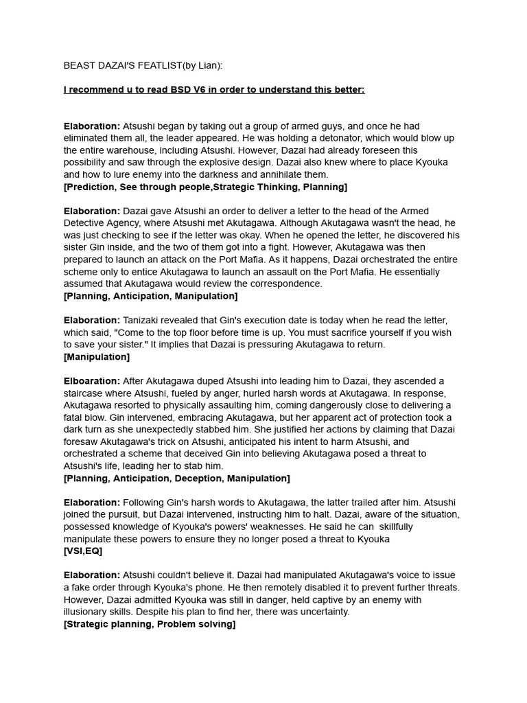 Beast Dazais Featlistv6 | PDF