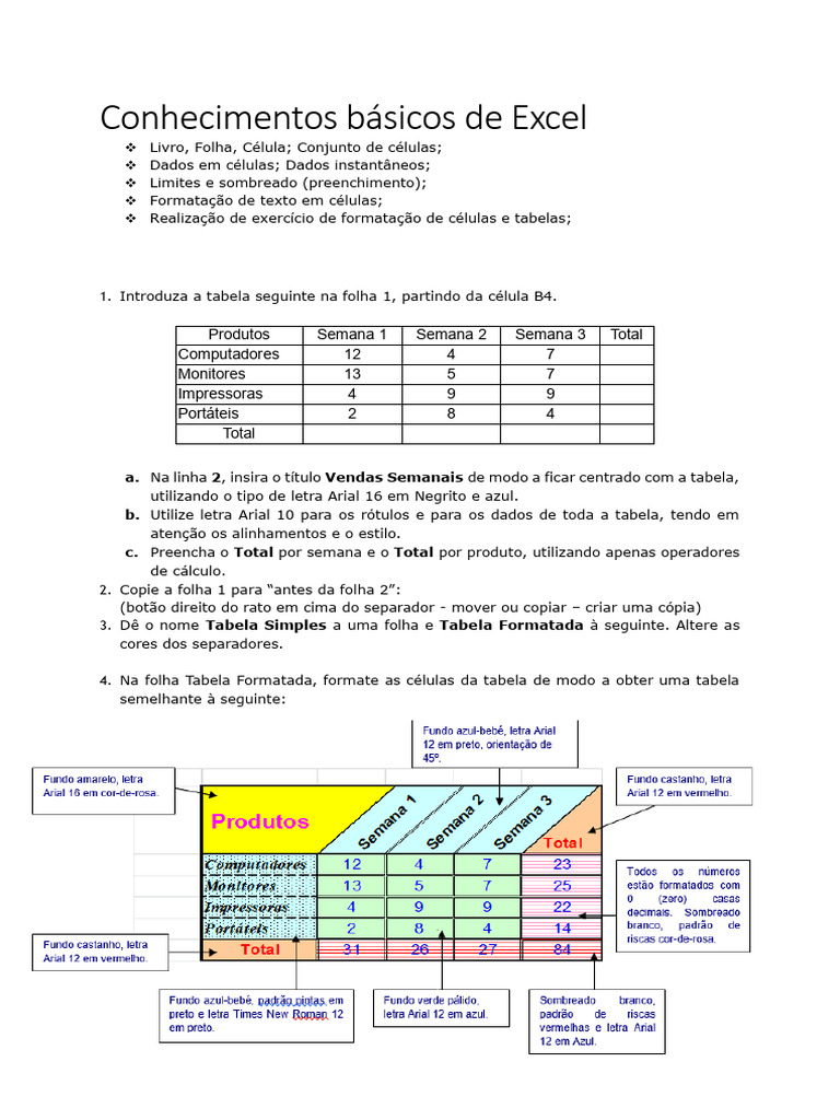 Exercício 1 EXCEL | PDF