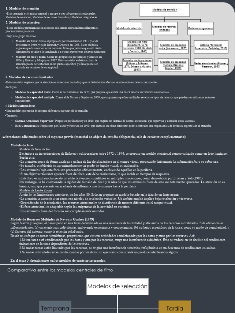 Tema 2 Esquemas Complementarios - Modelos de Selección | PDF | Atención | Memoria