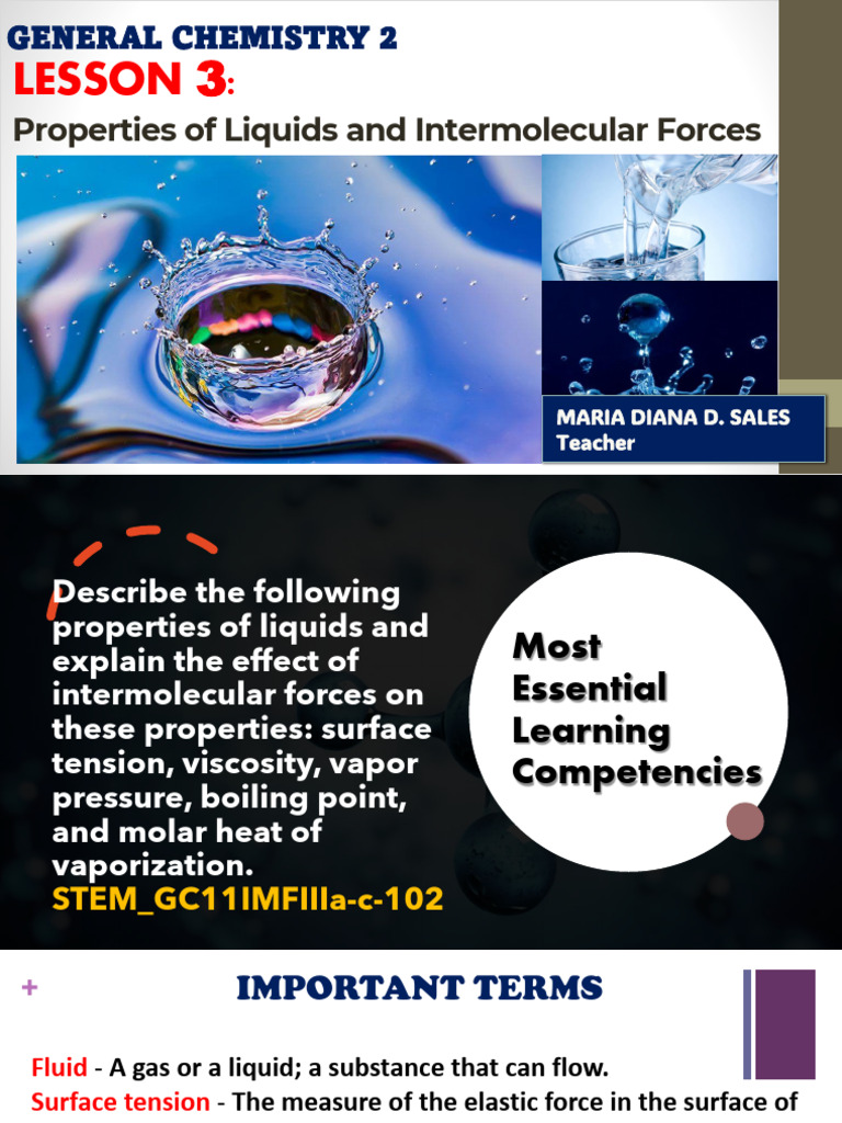 Lesson 3 Properties of Liquids and IMF | PDF | Liquids | Water