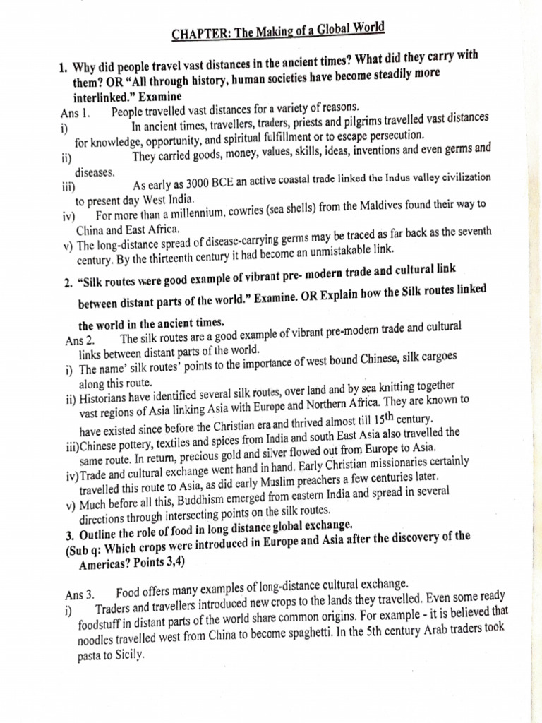 Question Ans of The Making of The Global World Class X | PDF | Balance ...