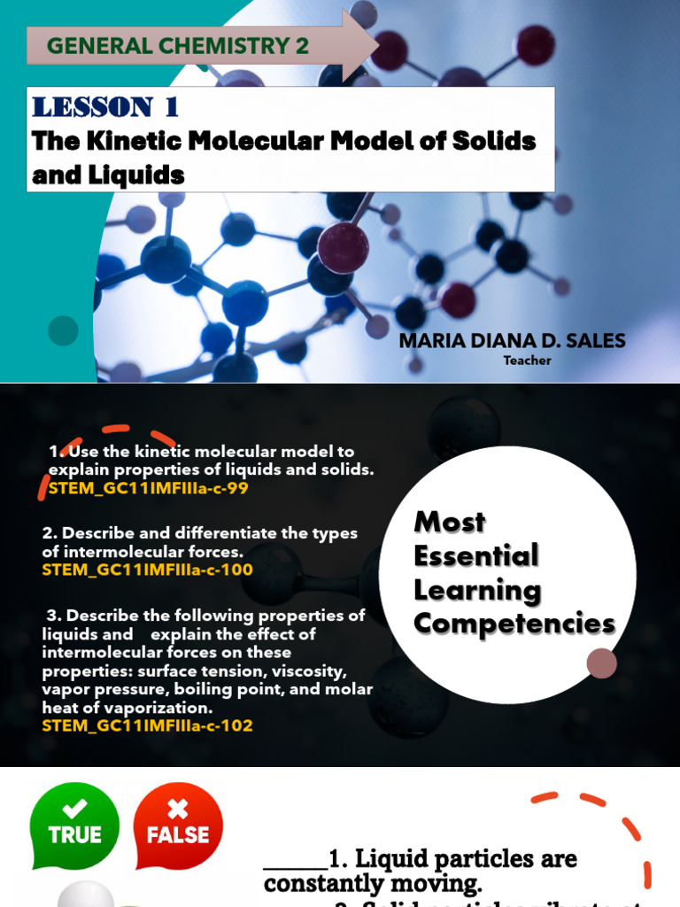 Lesson 1 Kinetic Molecular Model of State of Matter | PDF ...