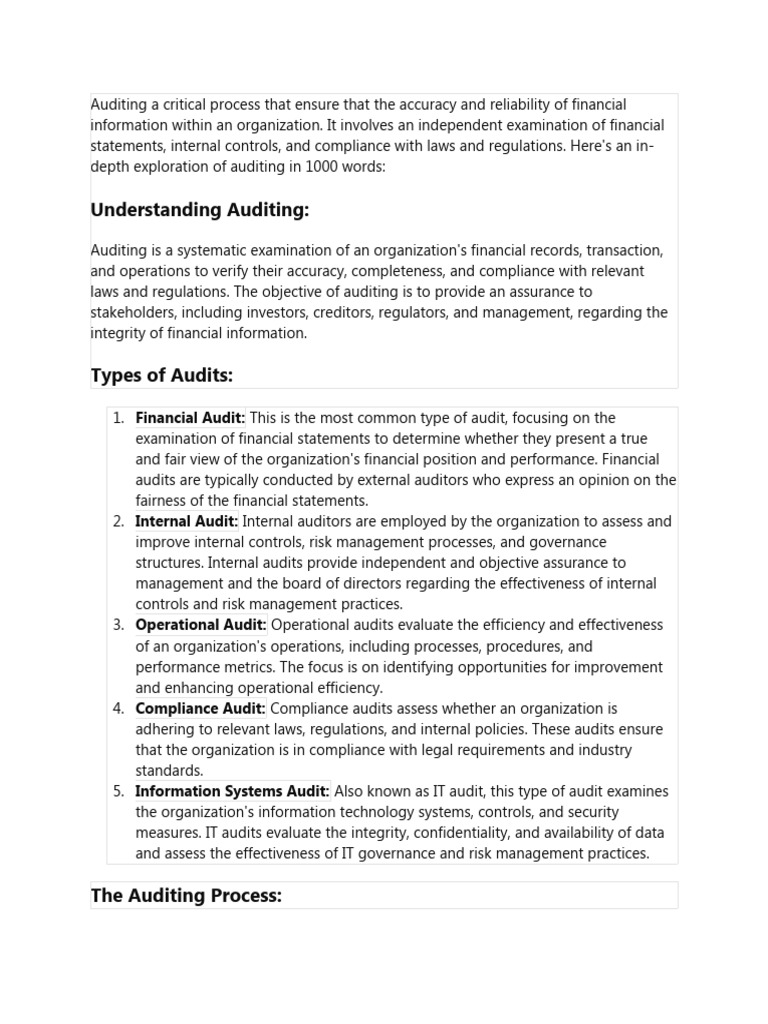 AUDITING EXPLAINED IN A THOUSAND WORDS | PDF | Audit | Financial Audit
