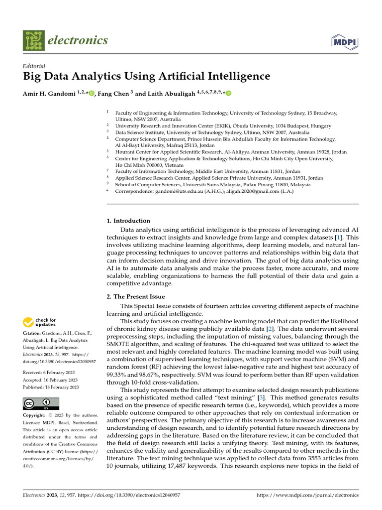 Big Data Analytics Using Artificial Intelligence | PDF | Deep Learning | Artificial Intelligence