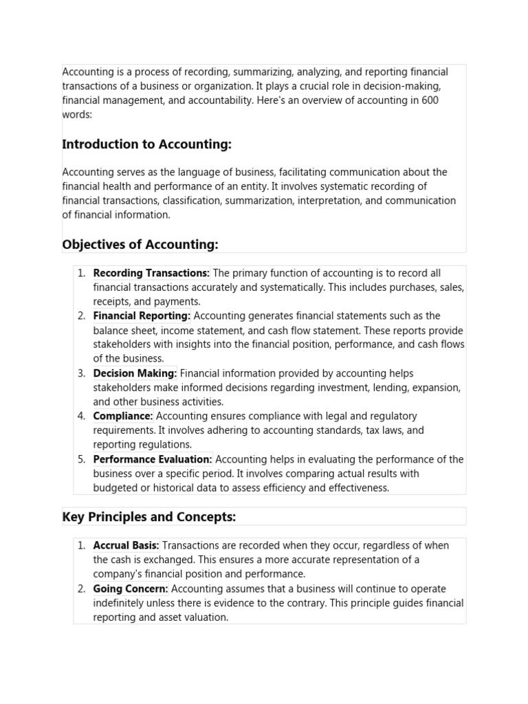 Accounting Explained in 600 Words | PDF | Financial Statement | Accounting