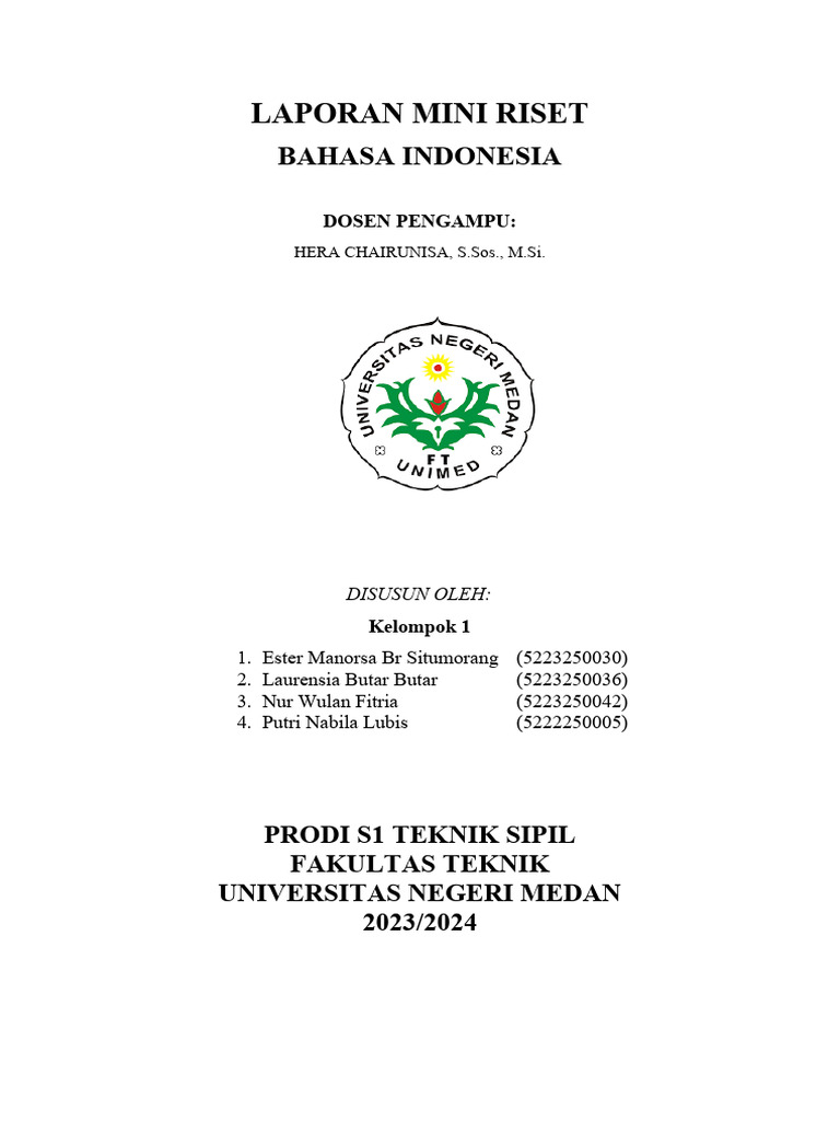 Laporan Mini Riset Bahasa Indonesia Kel.1 | PDF