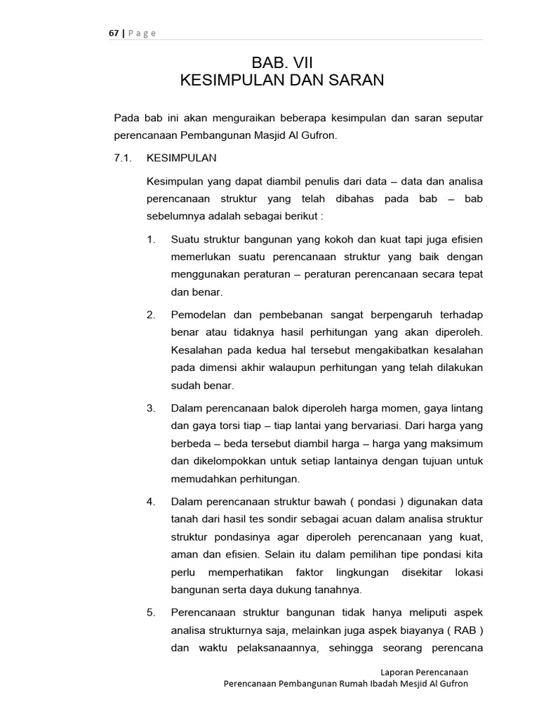 Bab VII Kesimpulan Dan Saran | PDF