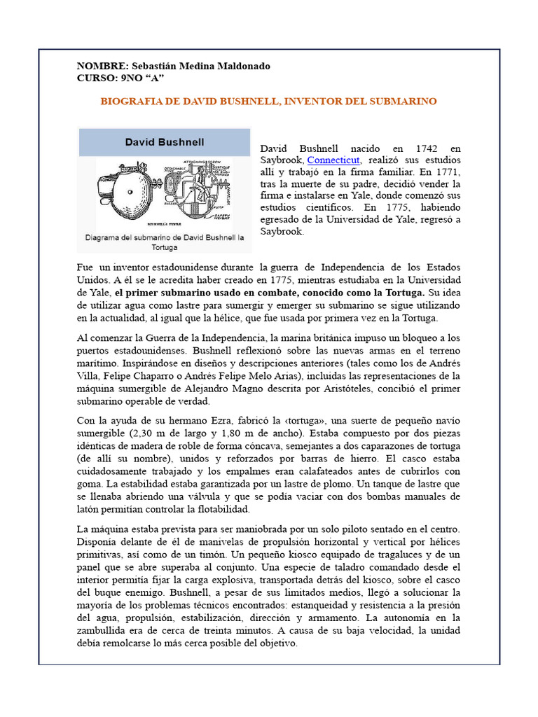 Biografia de David Bushnell | PDF | Buques de guerra | Buques