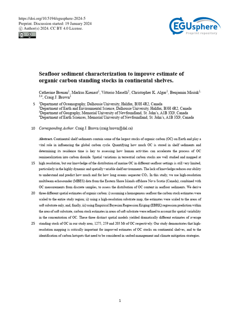 Seafloor Sediment Characterization To Improve Esti | PDF | Carbon Cycle ...