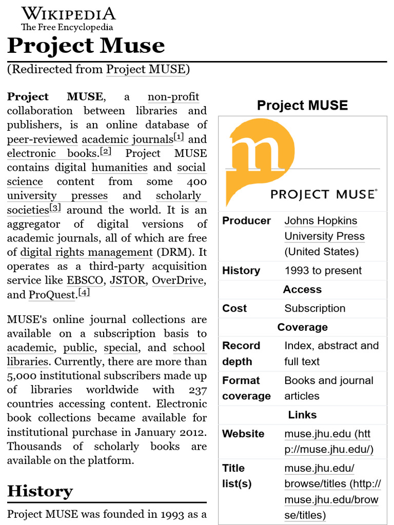 Project MUSE: Academic Database Overview | PDF