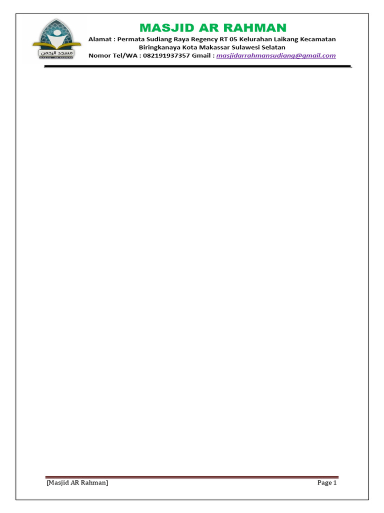 KOP SURAT MASJID AR RAHMAN SUDIANG | PDF