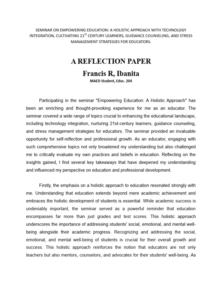 IBANITA- REFLECTION PAPER MAED- EDUC. 204 | PDF | Learning | Behavior Modification