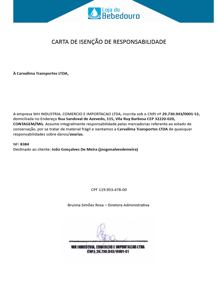 Carta de Isenção | PDF