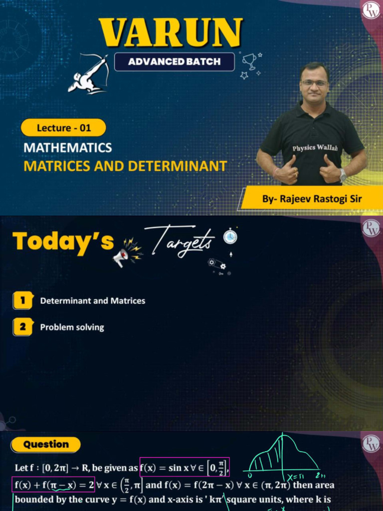 Lec-01 - Matrices and Determinant - Math - Varun Advance Batch - Rajeev Sir 02 - 05-2023 PDF | PDF