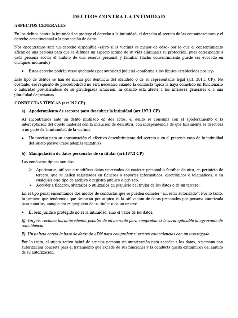 Delitos Contra La Intimidad | PDF | Castigos | Justicia