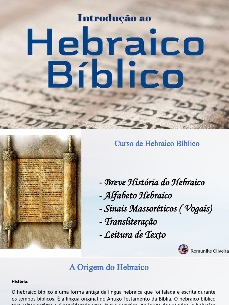 Curso de Hebraico Bíblico: Fundamentos | PDF | Idioma hebreu | Bíblia