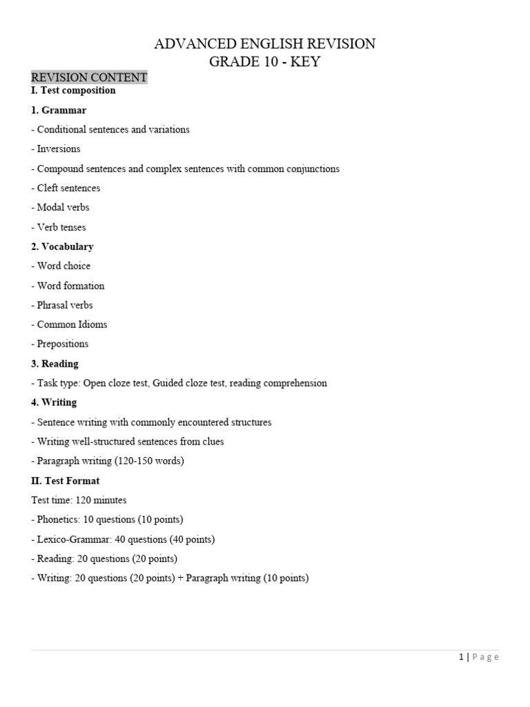 Advanced English Revision Key | PDF | Cardiovascular Diseases | Heart