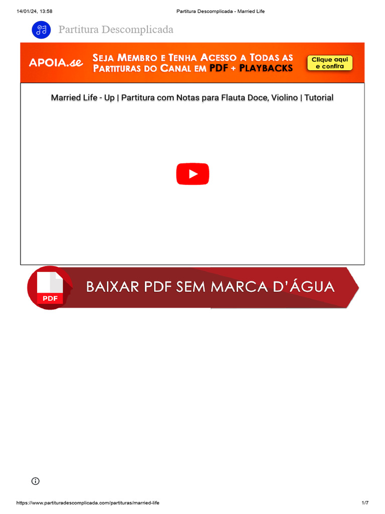 Partitura Descomplicada - Married Life | PDF