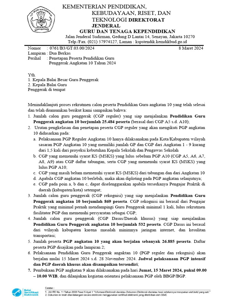 Surat Penetapan PGP A10 | PDF