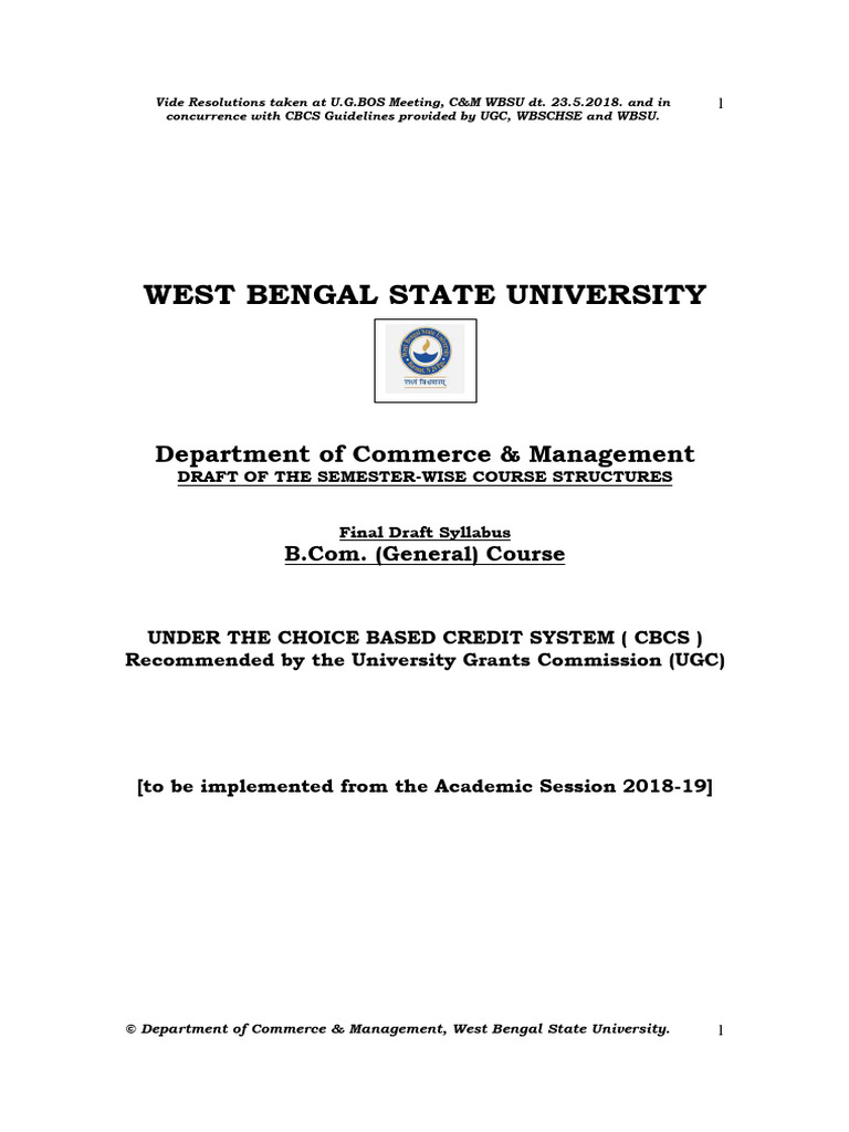 B Com General Course Syllabus Cbcs 2018 Pdf Matrix Mathematics