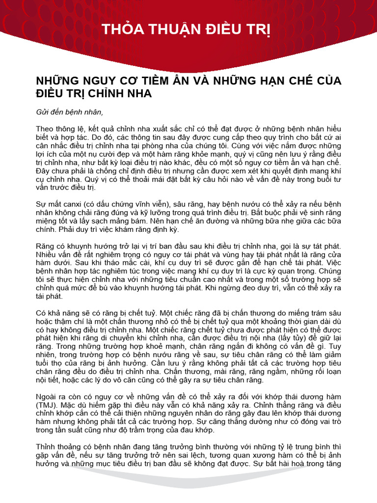 TTĐT - Những Nguy Cơ Tiềm Ẩn Và Những Hạn Chế Của Điều Trị Chỉnh Nha | PDF