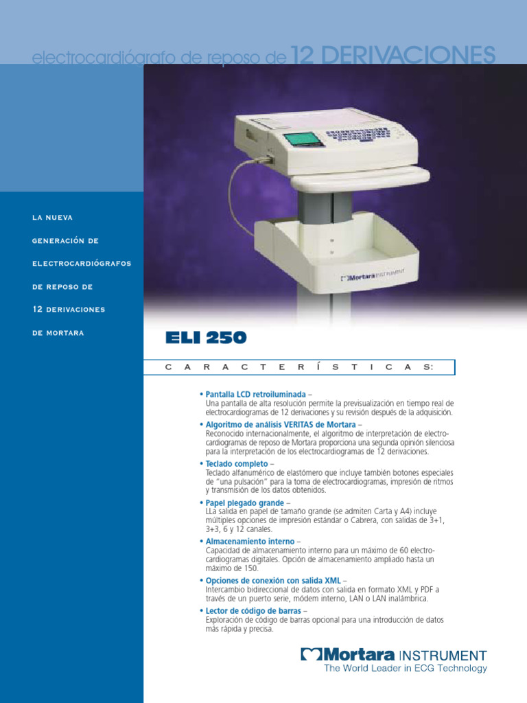 Electrocardiografo ECG Mortara ELI 250 | PDF | Electrocardiografia ...