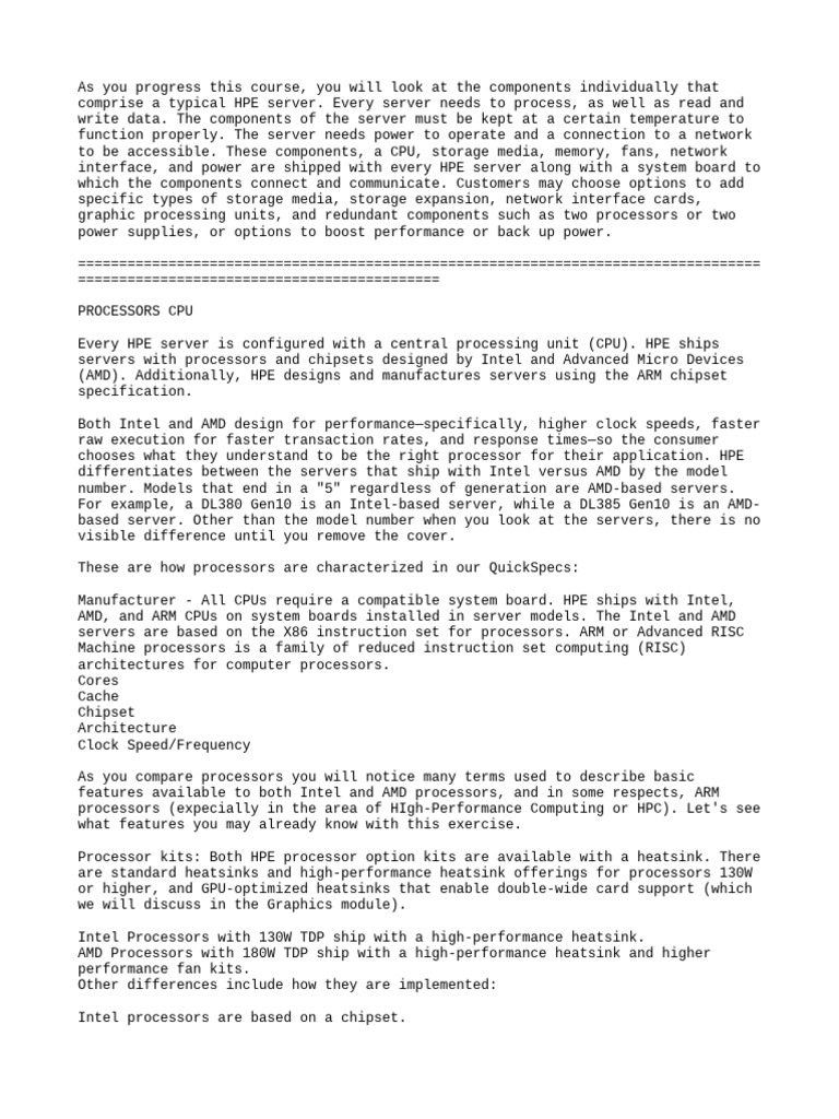 Hpe Course Hpe Server Options | PDF | Graphics Processing Unit | Computer Data Storage