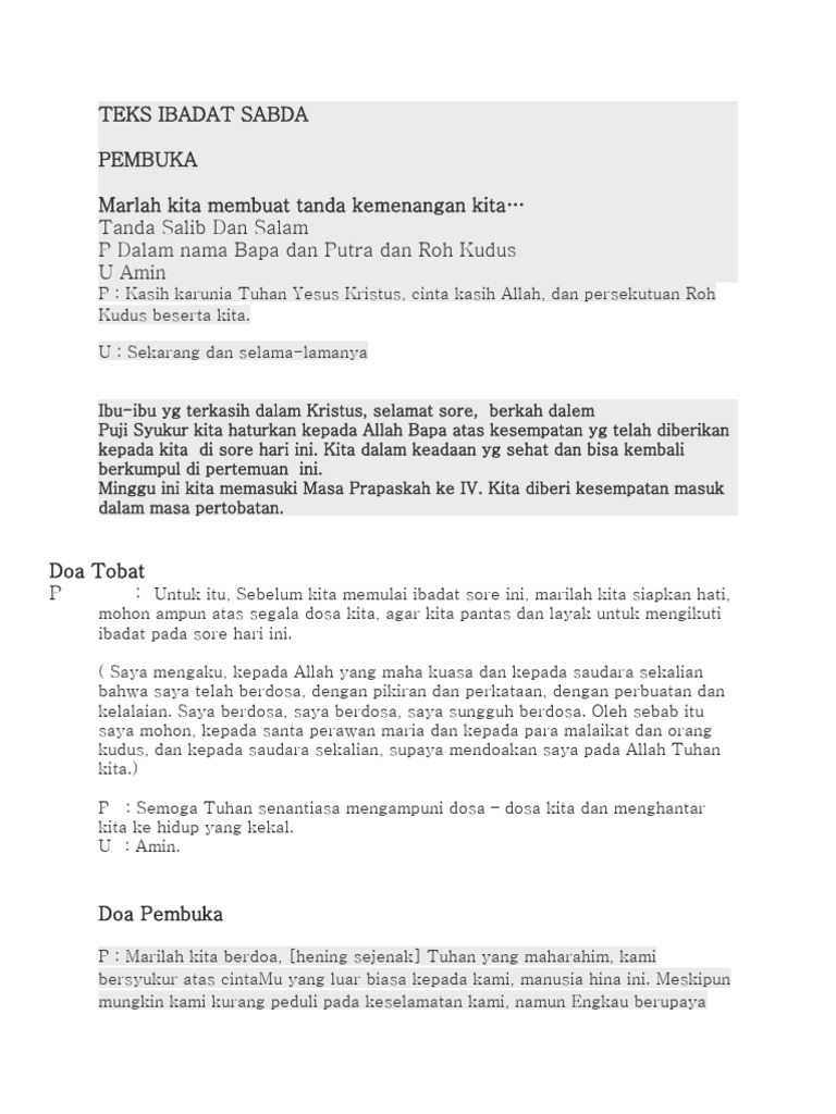 Teks Ibadat Sabda-1 | PDF