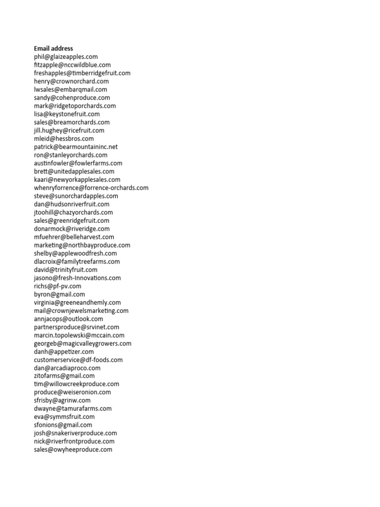 Apple Industry Contact List | PDF